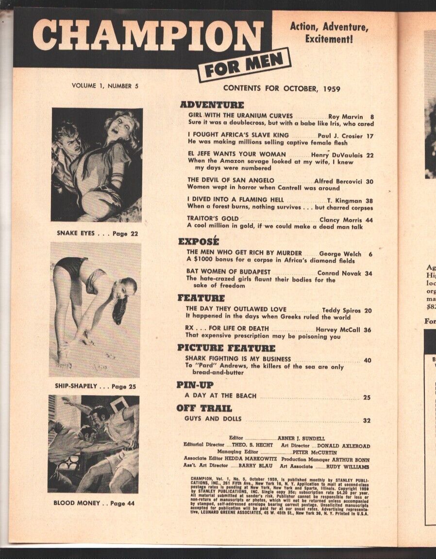 Champion For Men 10/1959-Vic Prezio-Clarence Doore-Striking bondage ...