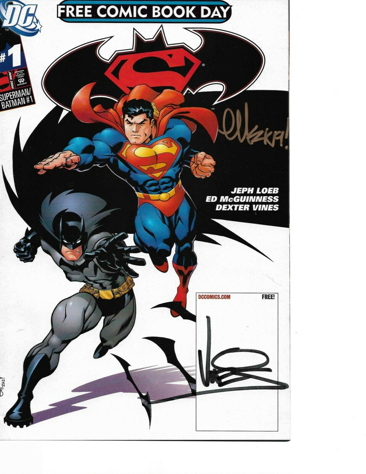 Superman Batman #1 FCBD EDITION signed by Ed McGuinness & Dexter Vines ...