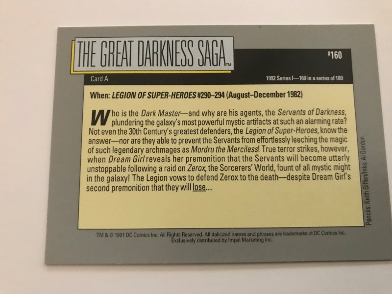 THE GREAT DARKNESS SAGA #160 card : 1992 DC Universe Series 1, NM/M ...