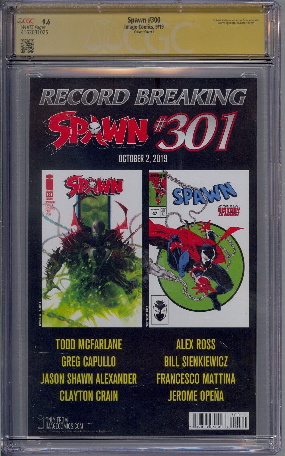 Spawn #300 CGC 9.6 SS Signed Todd Mcfarlane ASM #300 Homage Variant ...