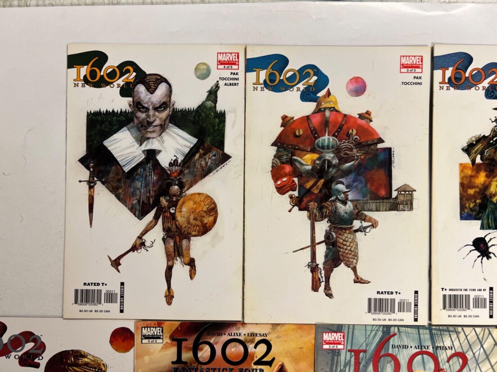 7 1602 Marvel Comic Books # 1 2 2 3 3 4 5 Avengers Defenders Hulk Thor ...