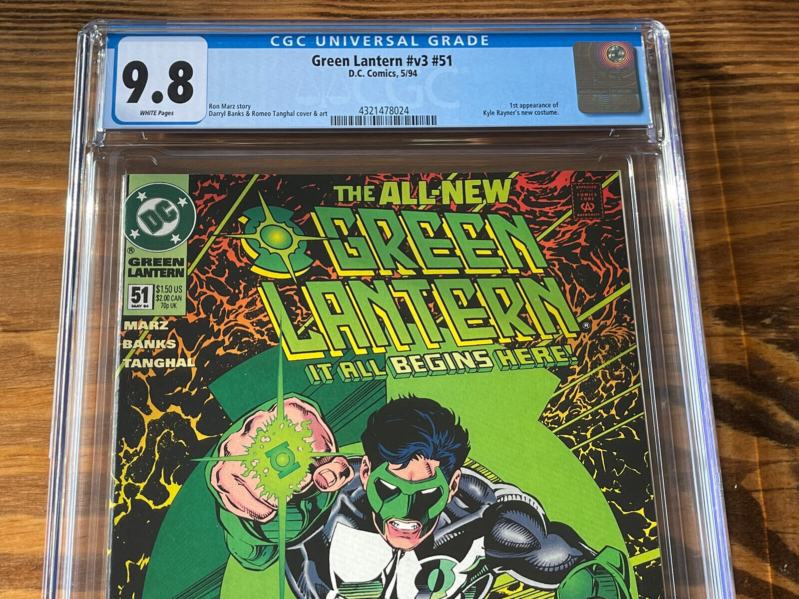 Green Lantern V3 #51 CGC 9.8 1st App. Kyle Rayner's New Costume WP ...