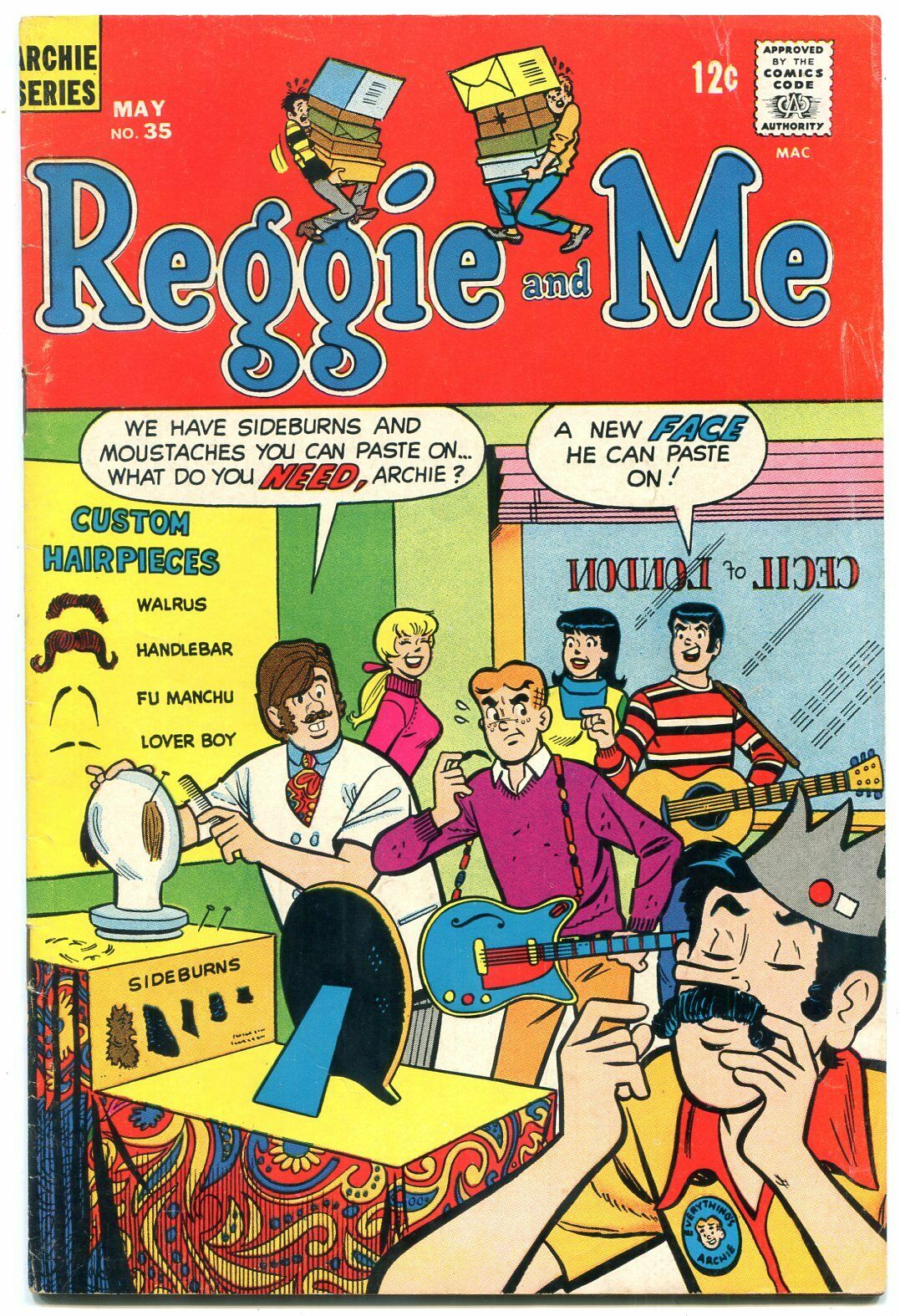 Reggie and Me #35 1969- Archies- Archie comics- Mustache cover FN ...