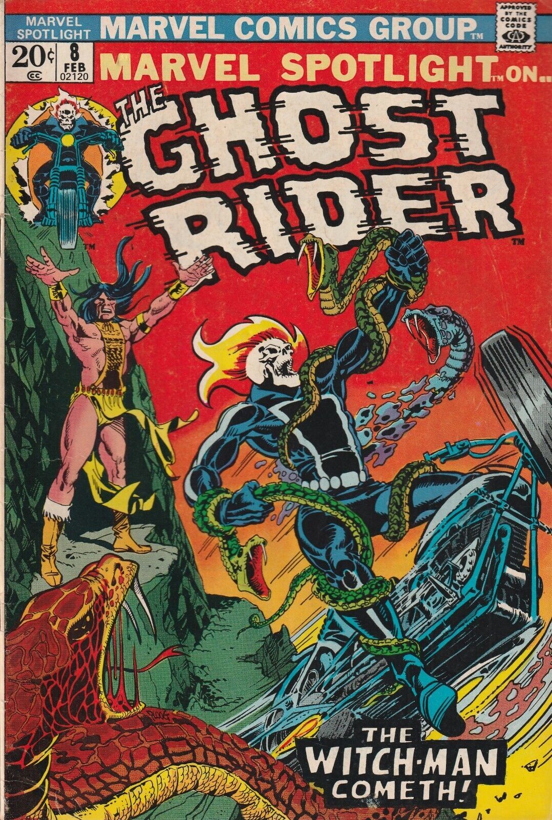 Marvel Spotlight On Ghost Rider # 8 VG+ Marvel 1972 4th App Ghost Rider ...
