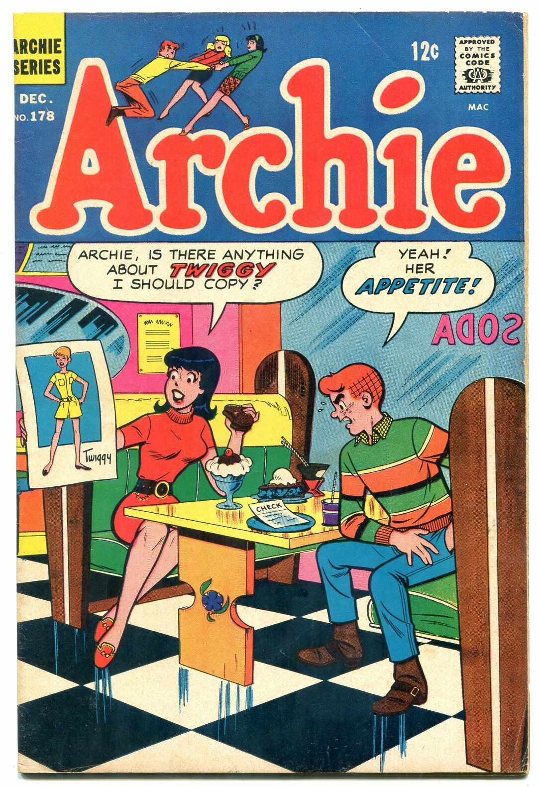 Archie #178 1968-soda shop-ice cream-Twiggy tribute-FN+ | Comic Books ...