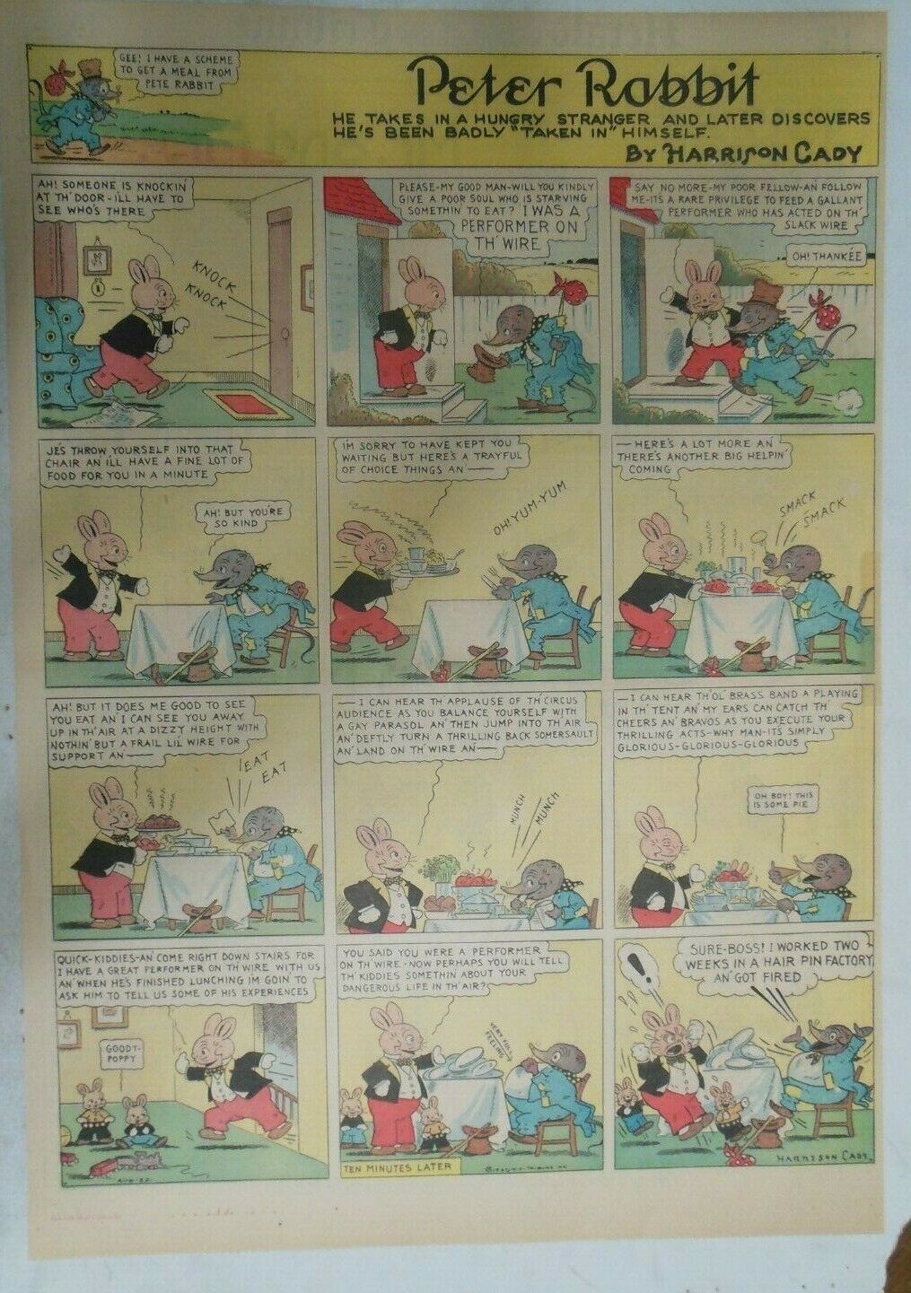 Peter Rabbit Sunday Page by Harrison Cady from 8/22/1937 Full Page Size ...