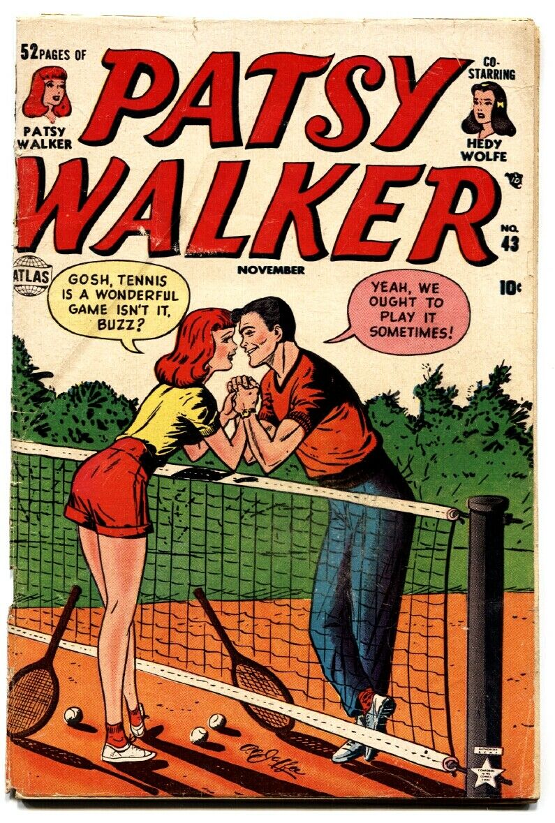Patsy Walker #43 tennis cover 1948-Atlas-Hedy Wolf-Al Jaffee-paper ...