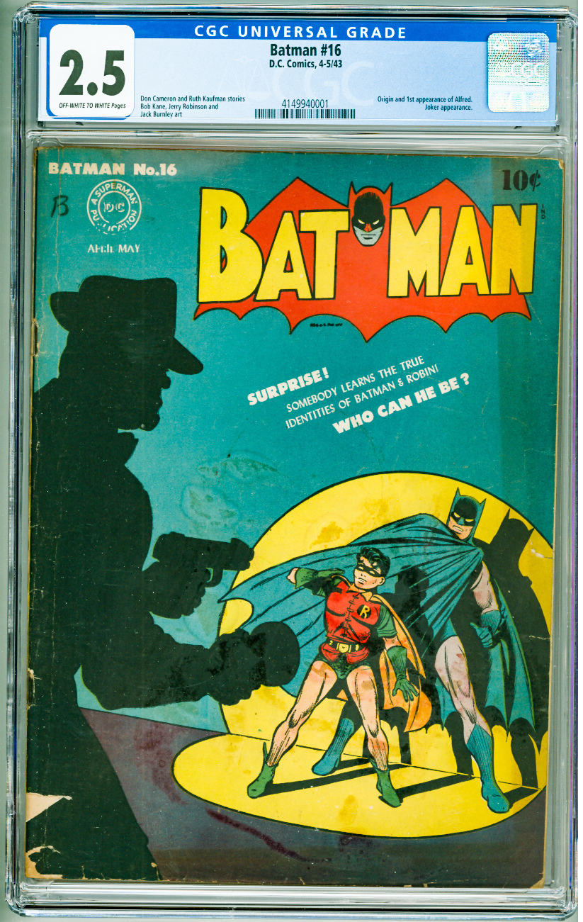 Batman #16 (1943) CGC 2.5! OWW Pages! 1st Appearance of Alfred! | Comic ...