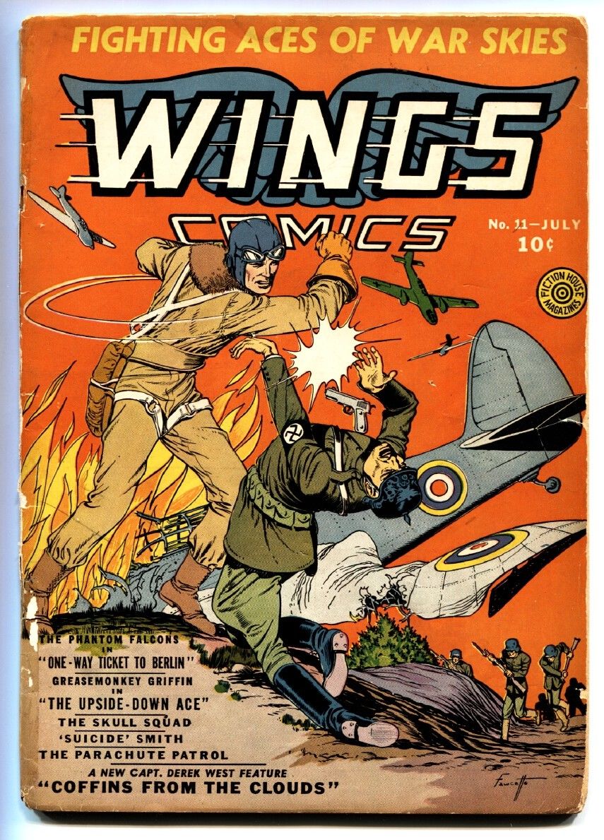 Wings #11 comic book NAZI cover 1941-Fiction House-pre WWII-aviation ...
