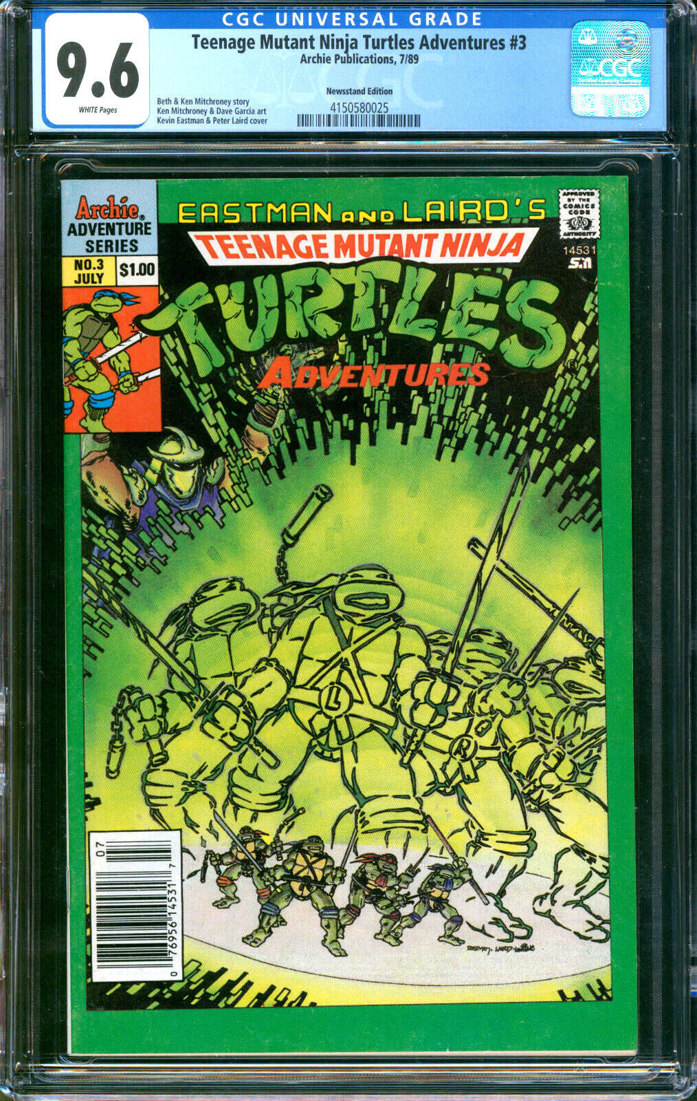 Teenage Mutant Ninja Turtles Adventures #3 Archie 1989 CGC 9.6 Rare ...