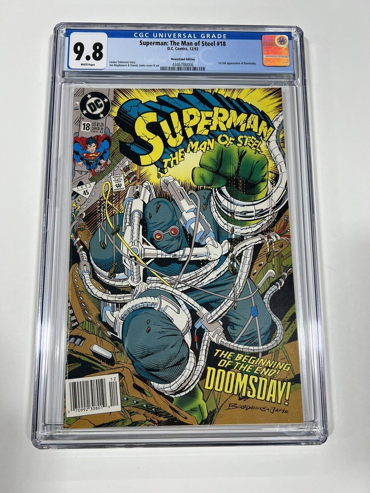 SUPERMAN: THE MAN OF STEEL #18 DC 1992 CGC 9.8 1st Appearance DOOMSDAY ...