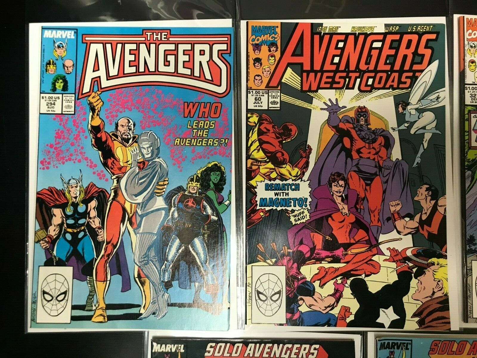 Avengers 7pc LOT (FN OB) West Coast Avengers!! Solo Avengers!! 1988-90 ...