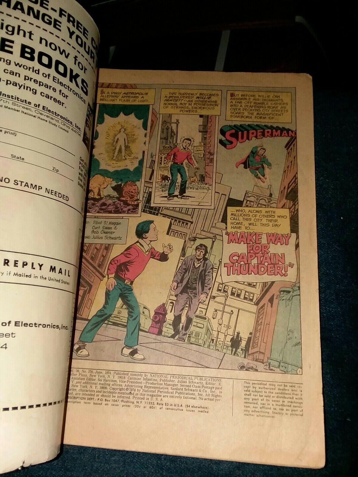 Superman #276 dc comics 1974 bronze age 1st appearance captain thunder ...