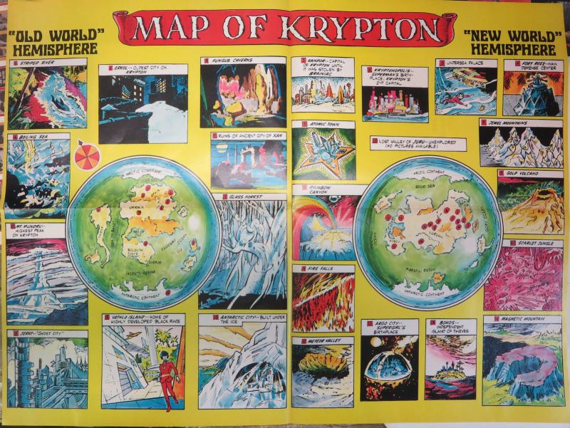 Amazing World of Superman- Map of Krypton! 1973 Bronze Age Rich ...