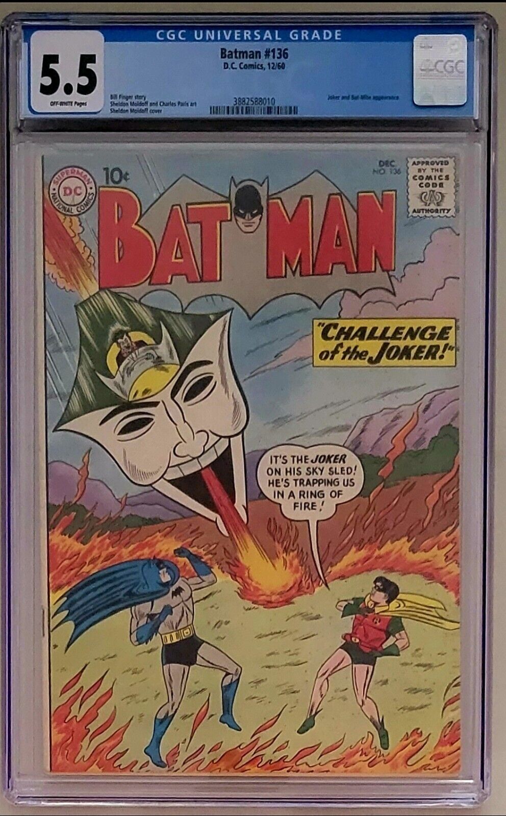 BATMAN #136 CGC 5.5 (DC 1960) Early JOKER in the SKY SLED + BAT MITE ...