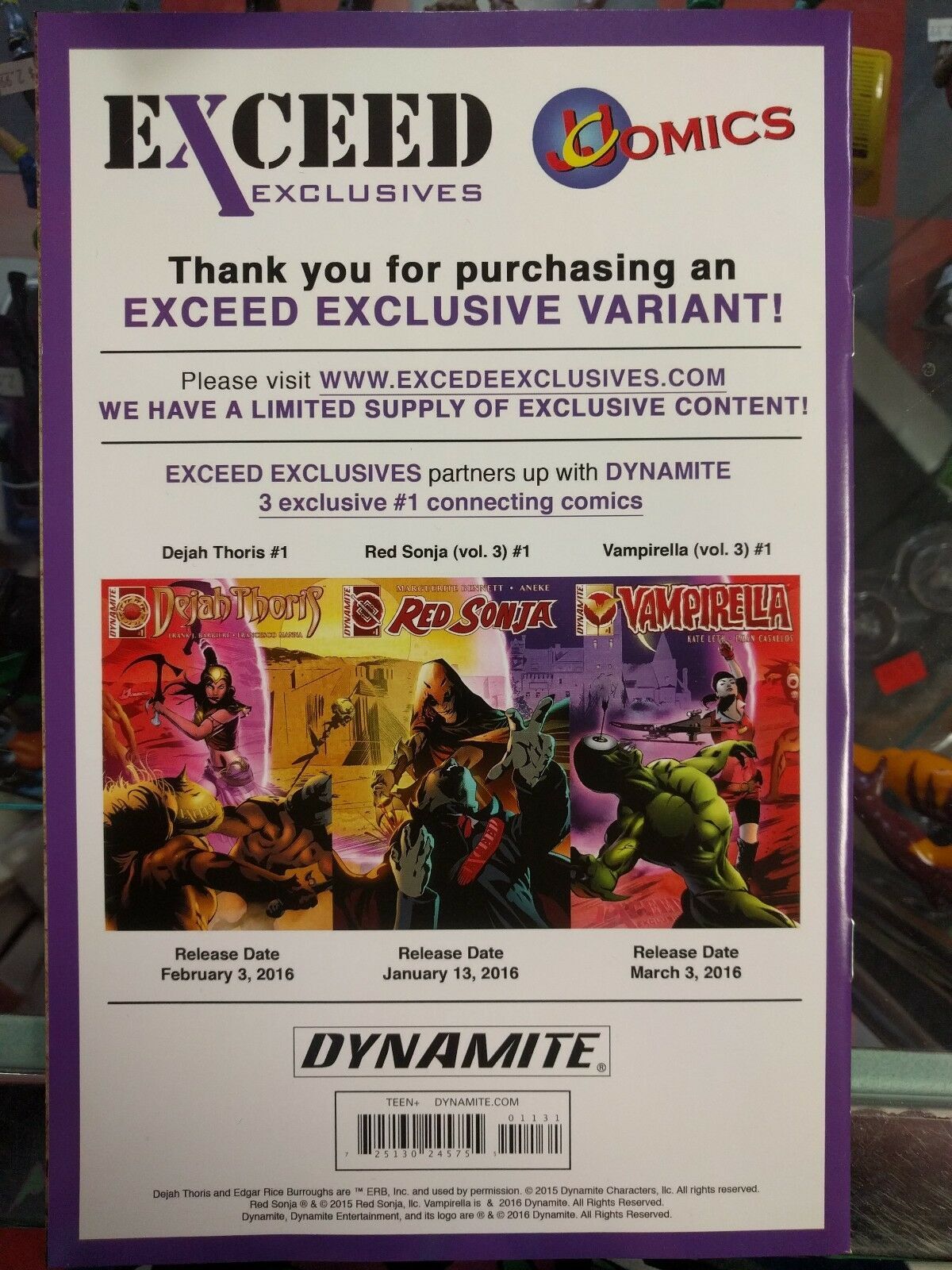 Vampirella VOL 3 #1 Jesse James Comics Exceed Exclusive Dynamite Comic ...