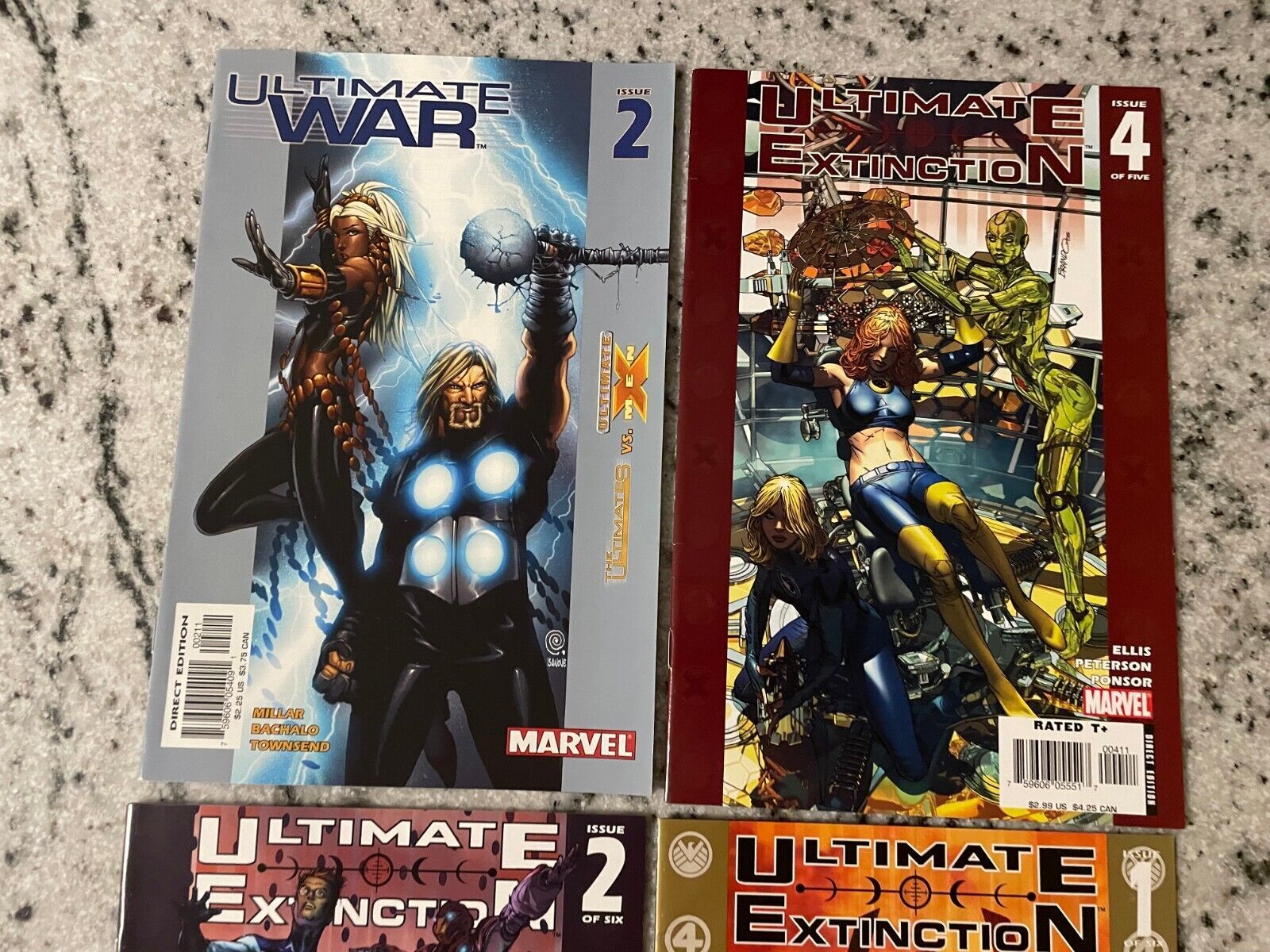 4 Marvel Comic Books Ultimate Extinction 1 2 4 + War # 2 Avengers Hulk ...