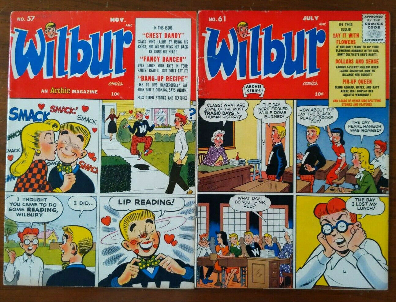 Wilbur Comics #57 & 61 - Golden Age Lot Of 2 Kissing Cover Pin-Up Queen ...