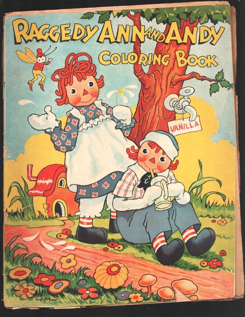 Raggedy Ann and Andy Coloring Book #370 1944-Very rare-Size is about 11 ...