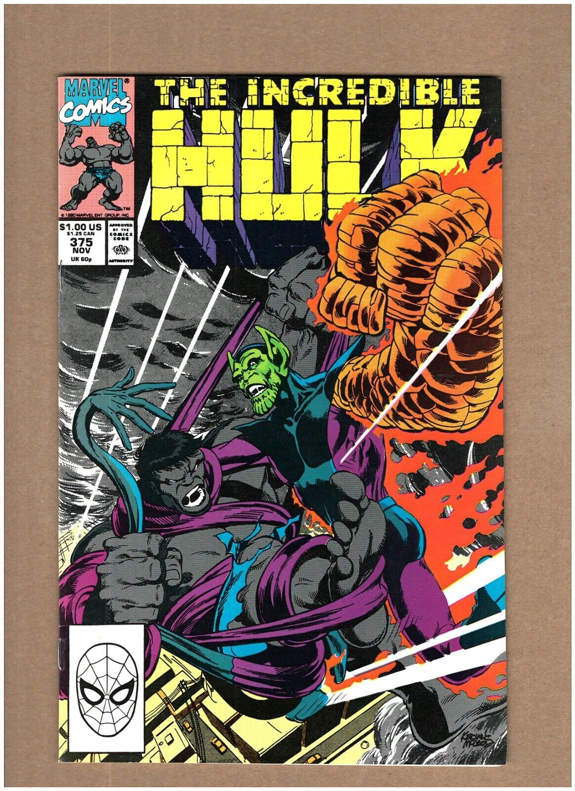 Incredible Hulk #375 Marvel Comics 1990 Dale Keown vs. Super-Skrull VF ...