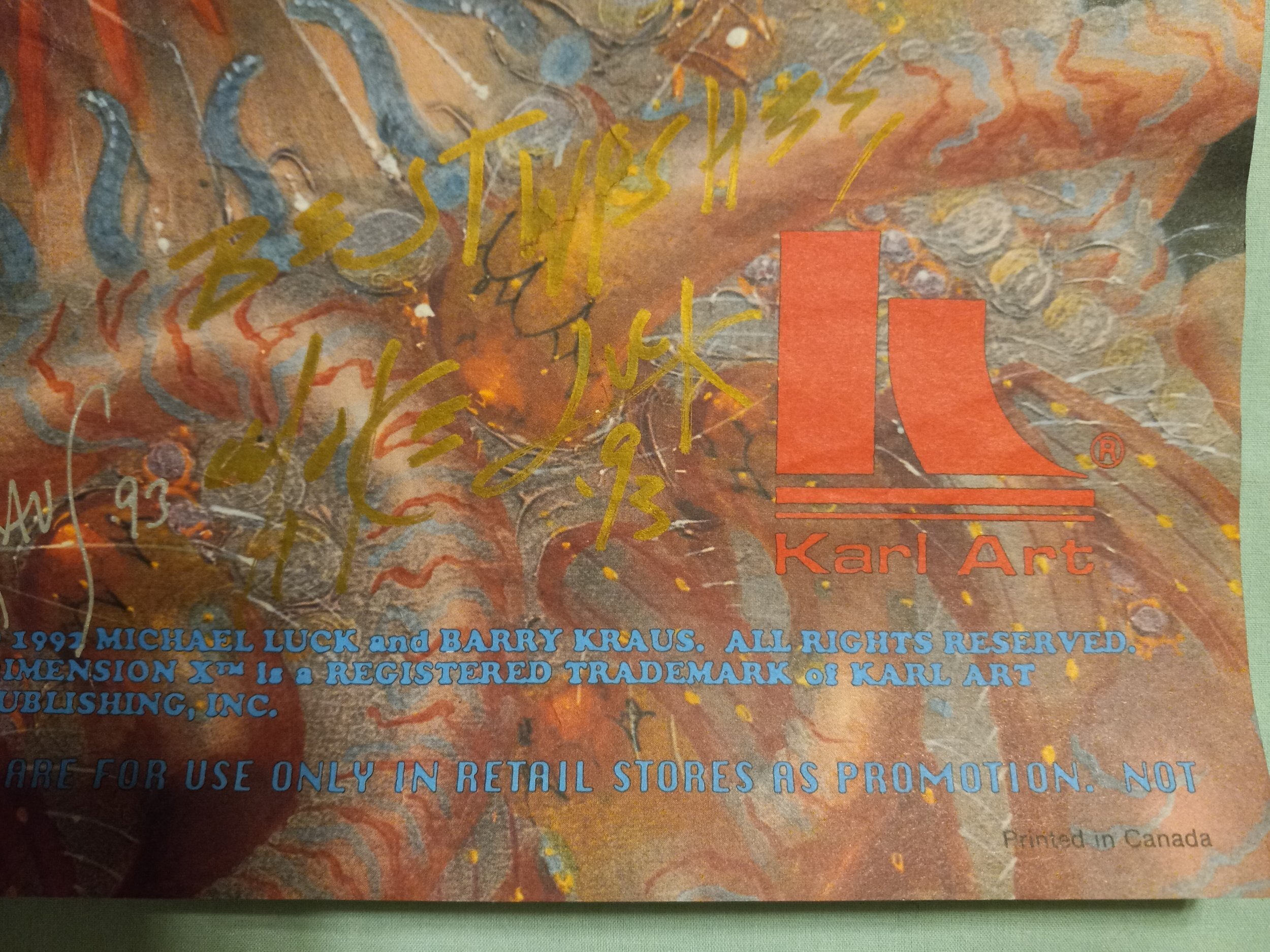 DIMENSION X, (1992) Comic Book Advertisement poster Signed by BARRY ...