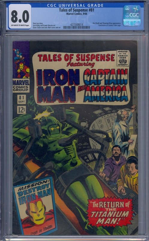 Tales of Suspense #81 CGC 8.0 Iron MAN Captain America RED Skull ...