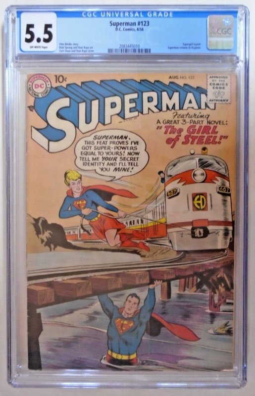 Superman #123 (DC/Aug 1958) CGC Universal Grade 5.5 | Comic Books ...