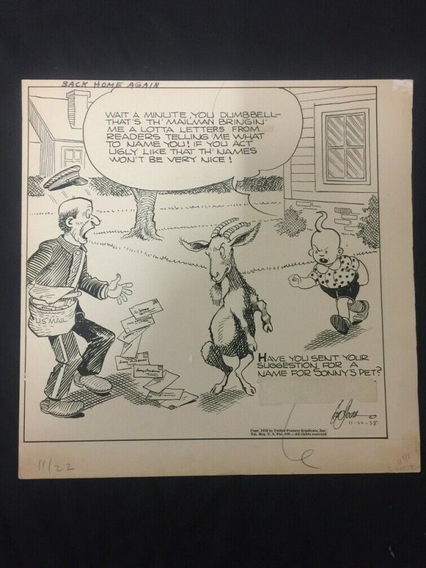 Ed Dodd Back Home Again Original Newspaper Comic Art 11/22/38 | Comic ...