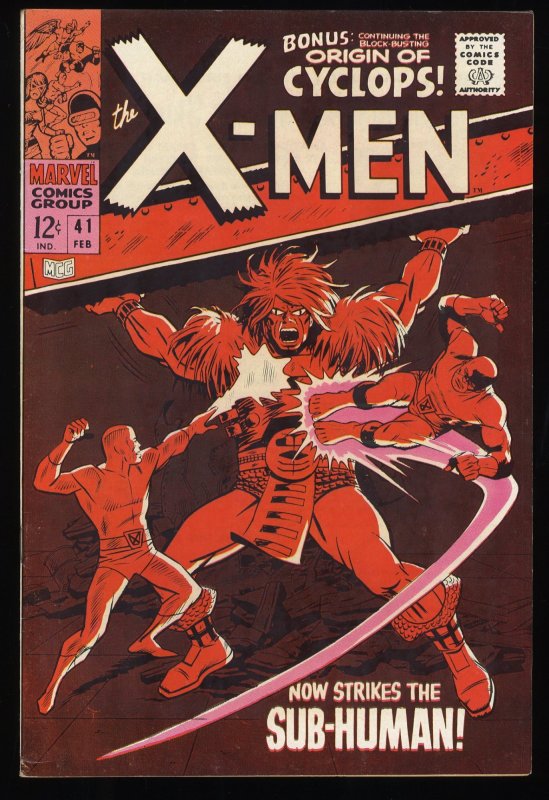 X-Men #41 FN+ 6.5 Sub-Human! 1st Appearance Grotesk! Origin of Cyclops ...