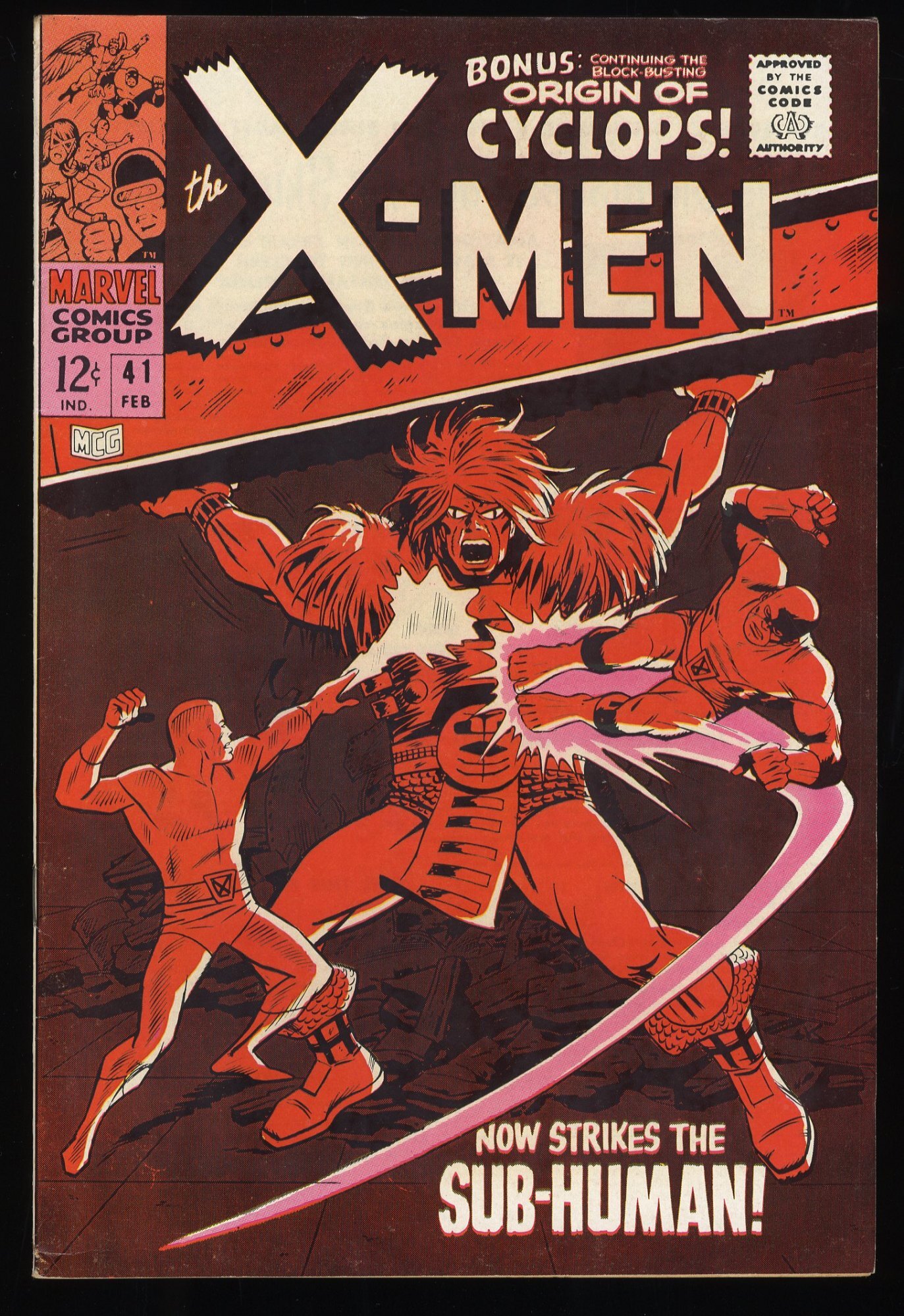 X-Men #41 FN+ 6.5 Sub-Human! 1st Appearance Grotesk! Origin of Cyclops ...
