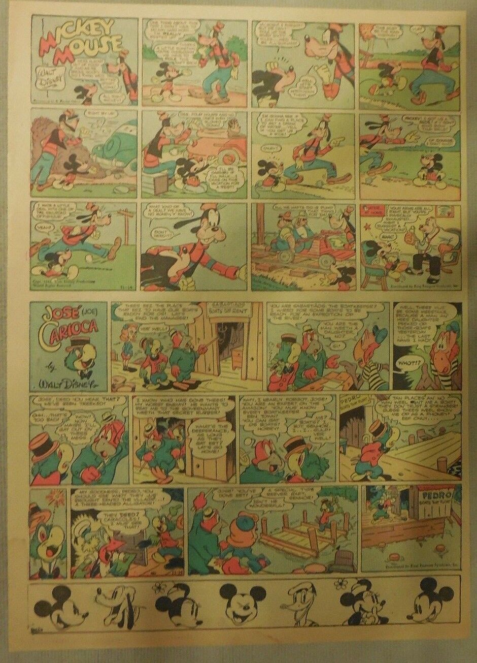 Mickey Mouse & Jose Carioca by Walt Disney from 11/14/1943 Tabloid Page ...