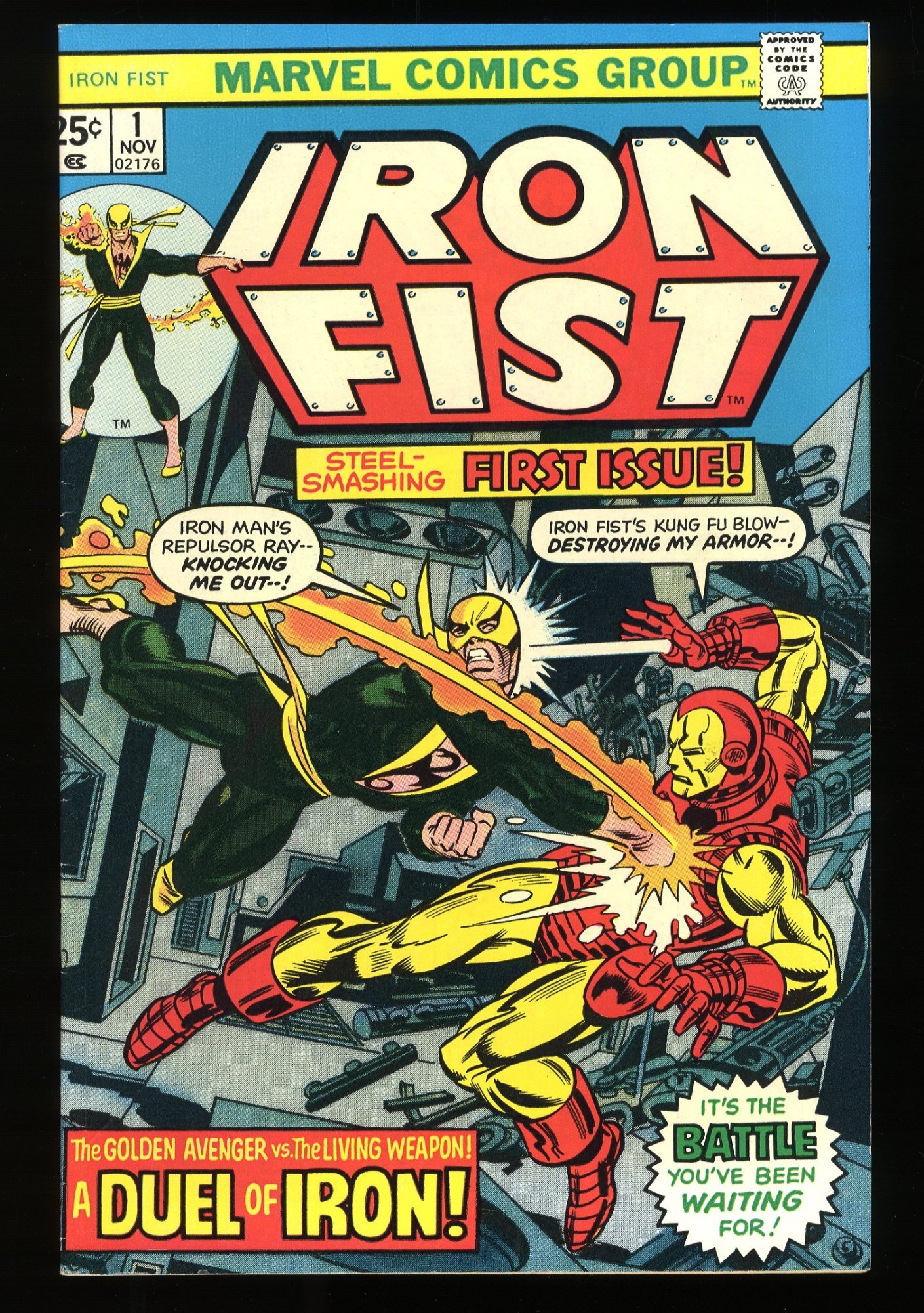 Iron Fist #1 VF 8.0 Iron Fist Battles Iron Man! 1st Steel Serpent ...