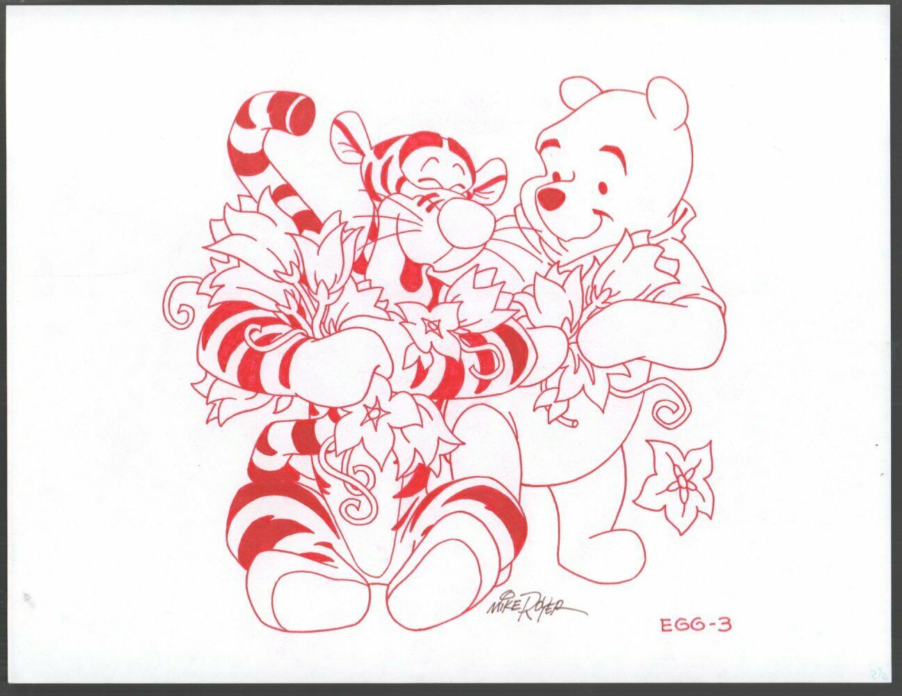 Winnie-the-Pooh Disney Red Ink Drawing Concept Art Tigger EGG-3 by Mike ...