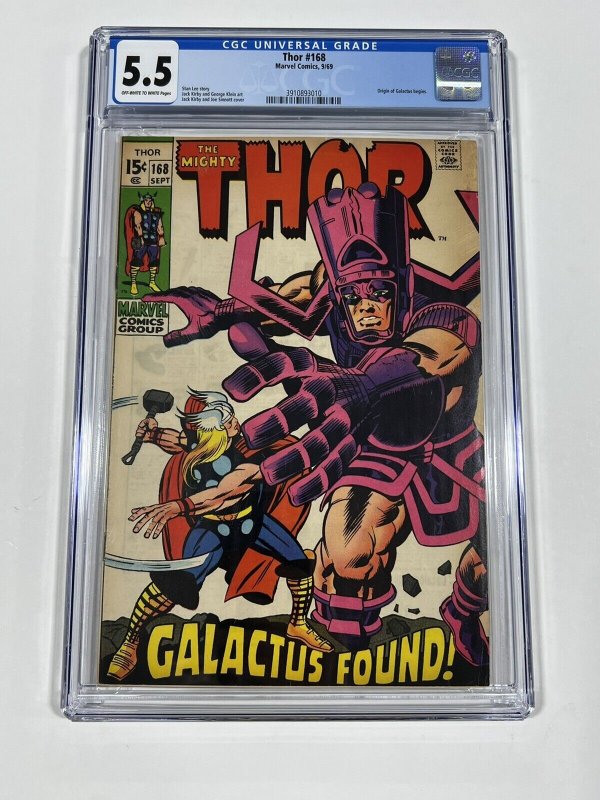 Thor 168 cgc 5.5 ow/w pages Marvel 1969 galactus | Comic Books - Modern ...