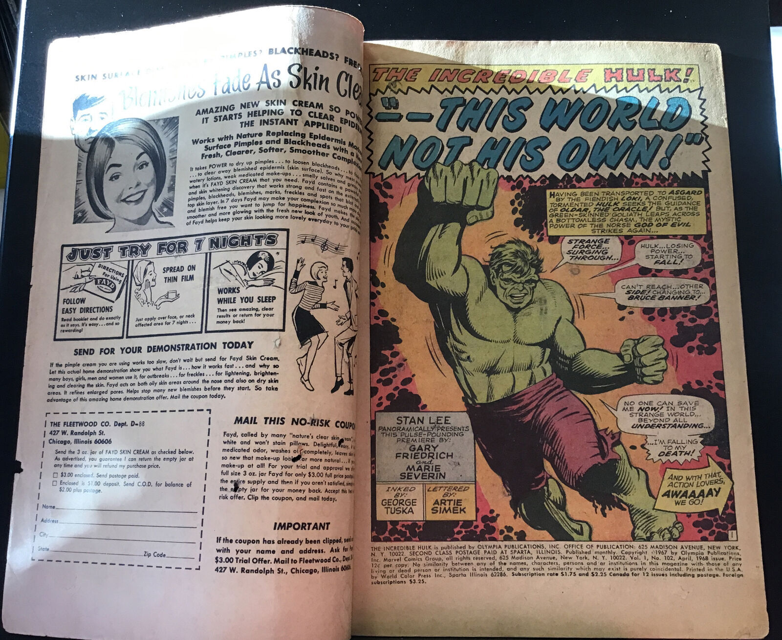 Marvel THE INCREDIBLE HULK No. 102 (1968) Big Premiere Issue! Origin ...