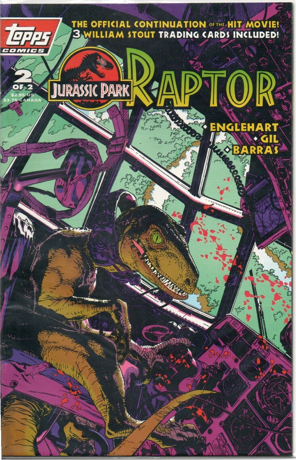 Jurassic Park Raptor #1-2 Sealed in Polybags w/cards (1993 Topps Comics ...
