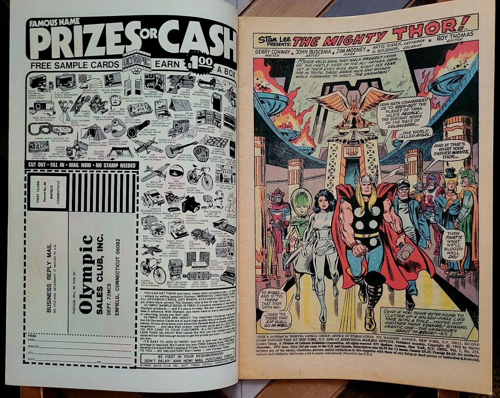 THOR #218 FN (Marvel 1973) "Where Pass the Black Stars" ft The Colonizers | Comic Books - Bronze ...