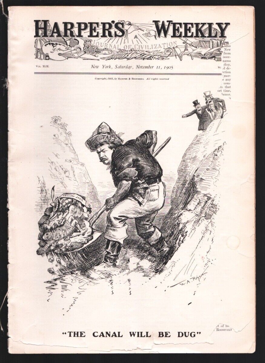 Harper's Weekly 11/11/1905-Panama Canal cover art-Pulp fiction ...