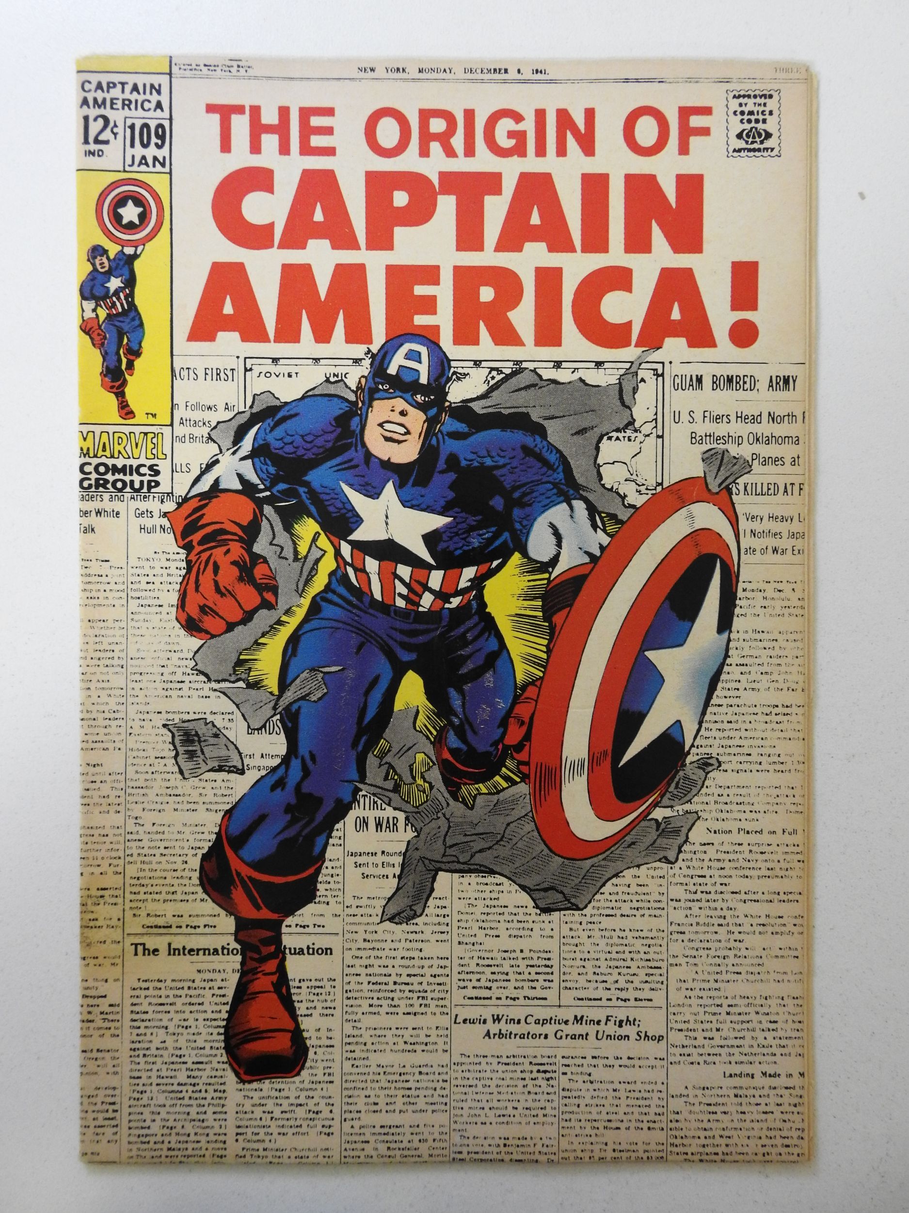 Captain America #109 (1969) VG+ Cond moisture stain, manufactured w/ 1 ...