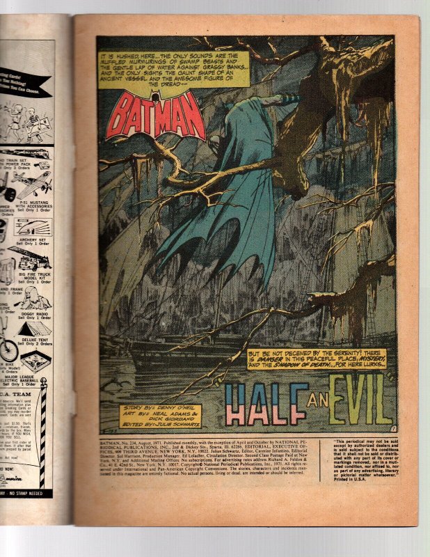 Batman #234 - 1st Silver Age Two-Face - KEY - Neal Adams - 1971 - VG/FN ...