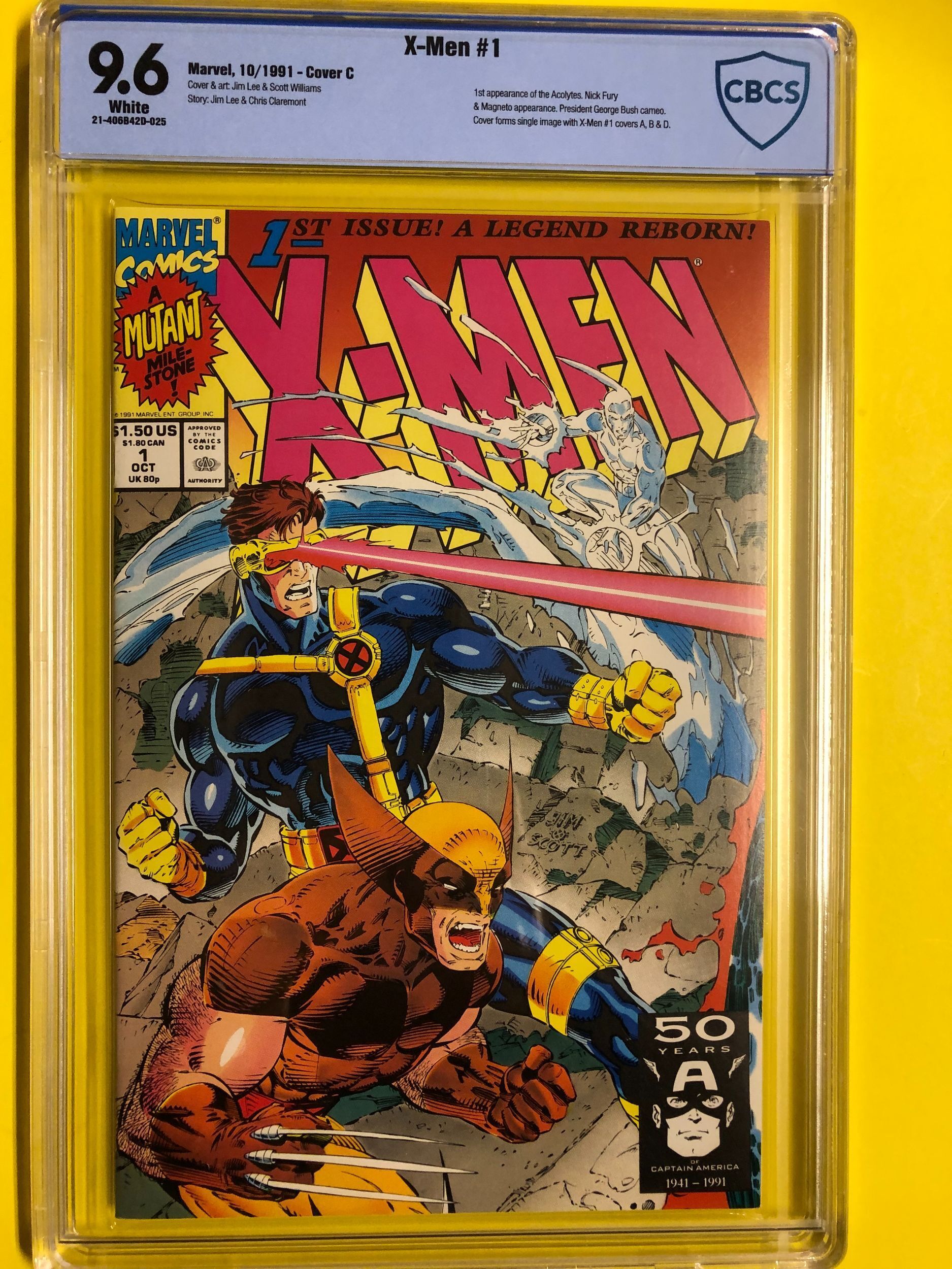 X-Men #1 Wolverine and Cyclops Cover C / CBCS 9.6 WHITE (1991) NEW SLAB ...