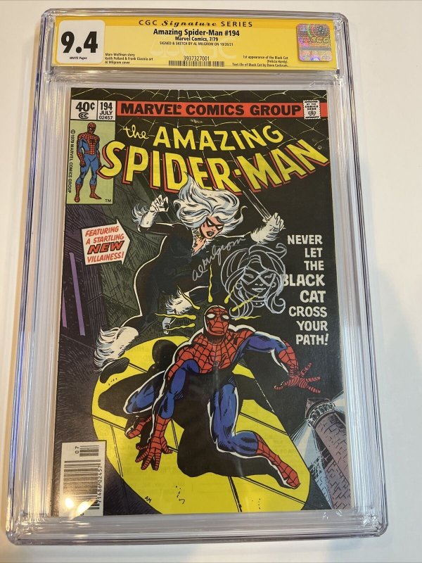 Amazing Spider-Man (1979) #194 (CGC 9.4 SS) Signed Sketch (Black Cat ...