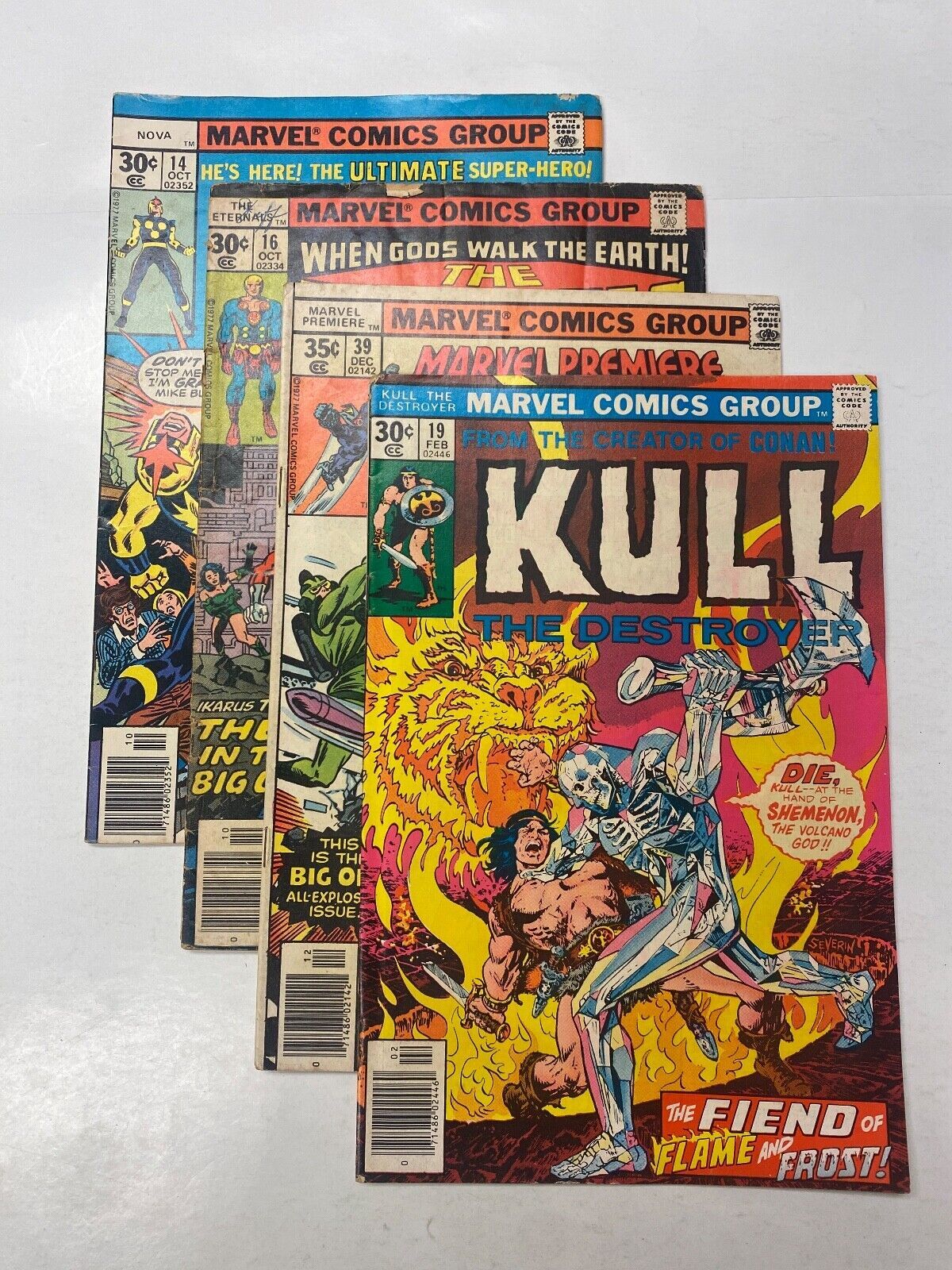 4 MARVEL comic books Nova #14 Eternals #16 Marvel Premiere #39 Kull #19 ...