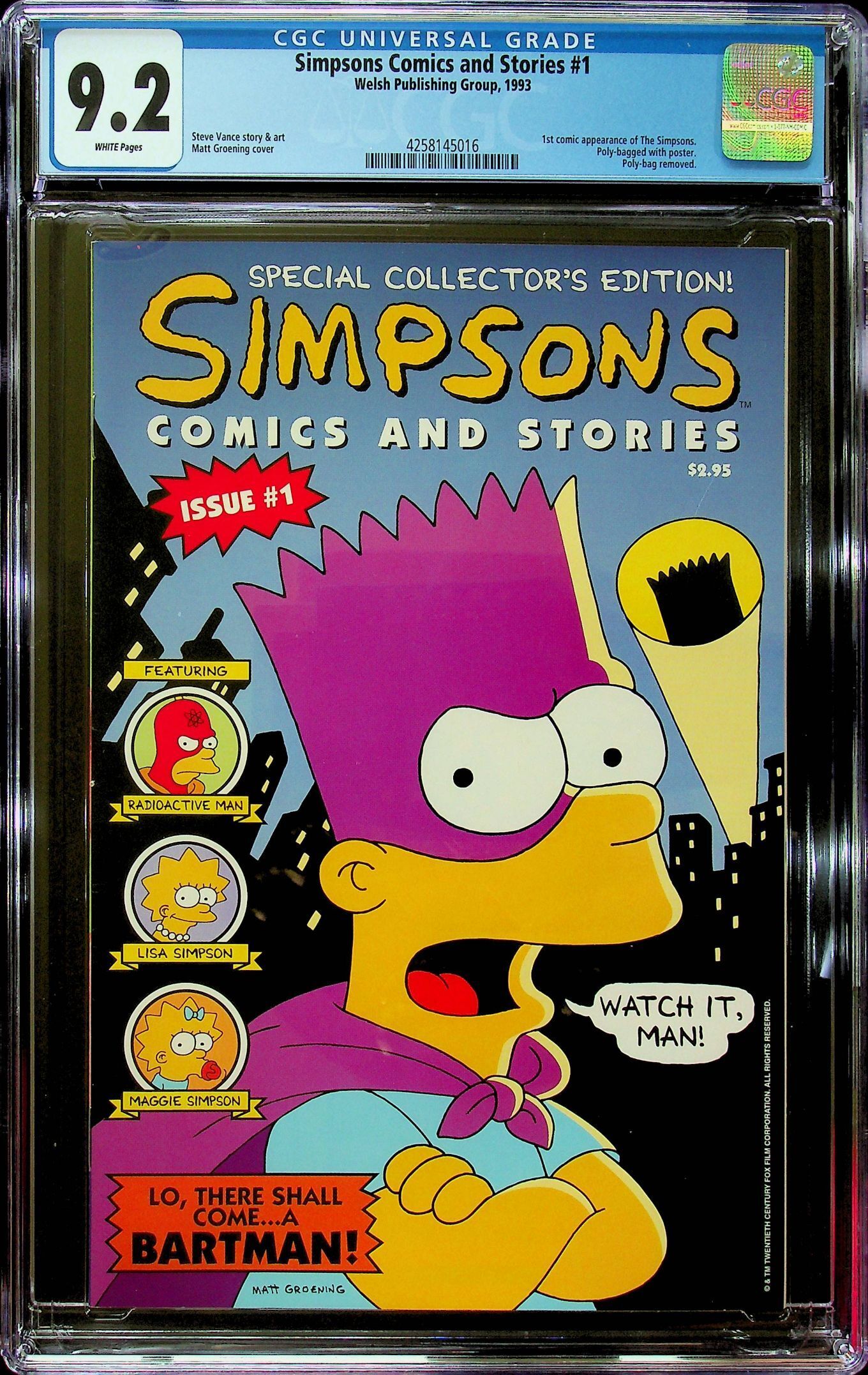 Simpsons Comics and Stories (1993) - CGC 9.2-Cert#4258145016-with bag ...