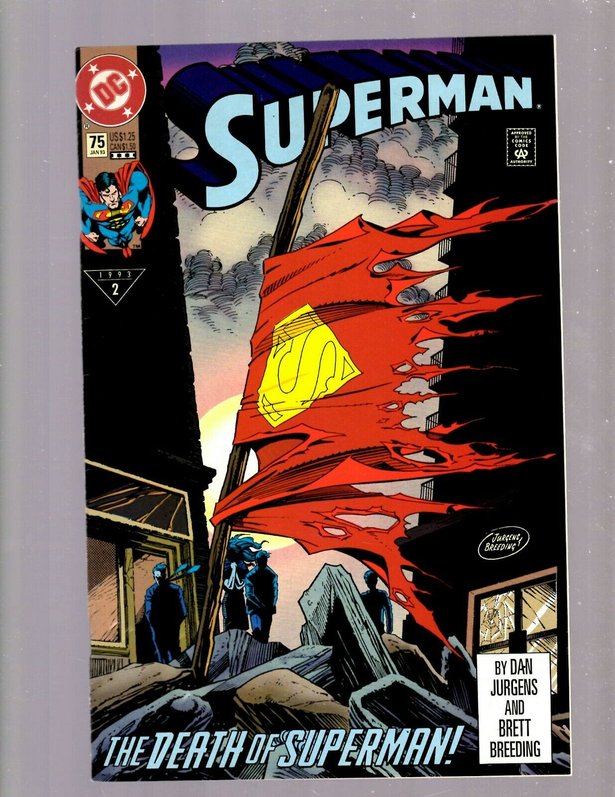 Superman # 75 VF- DC Comics Death of Superman 3rd Printing Blue Logo ...