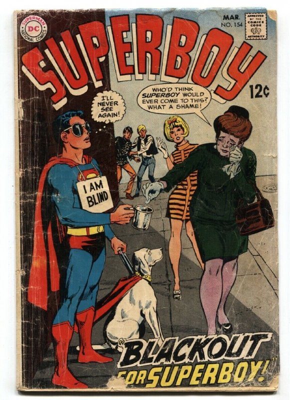 Superboy #154 comic 1968-DC Silver Age- Blind beggar cover G | Comic ...