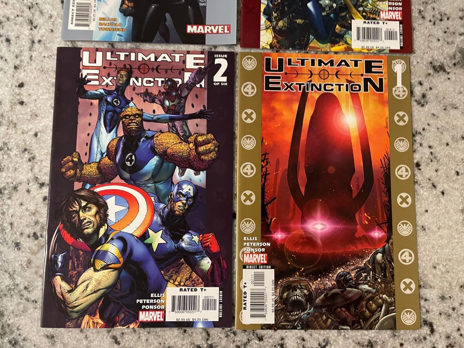 4 Marvel Comic Books Ultimate Extinction 1 2 4 + War # 2 Avengers Hulk ...
