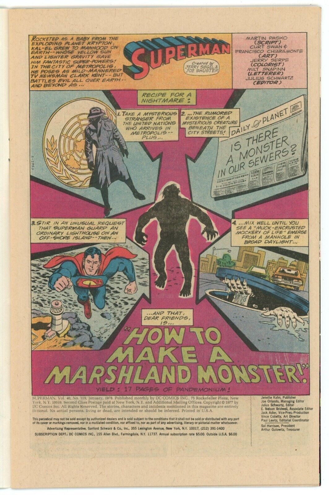 Superman 319 NM- 9.2 Bronze Age DC 1978 1st Earth-1 Solomon Grundy ...