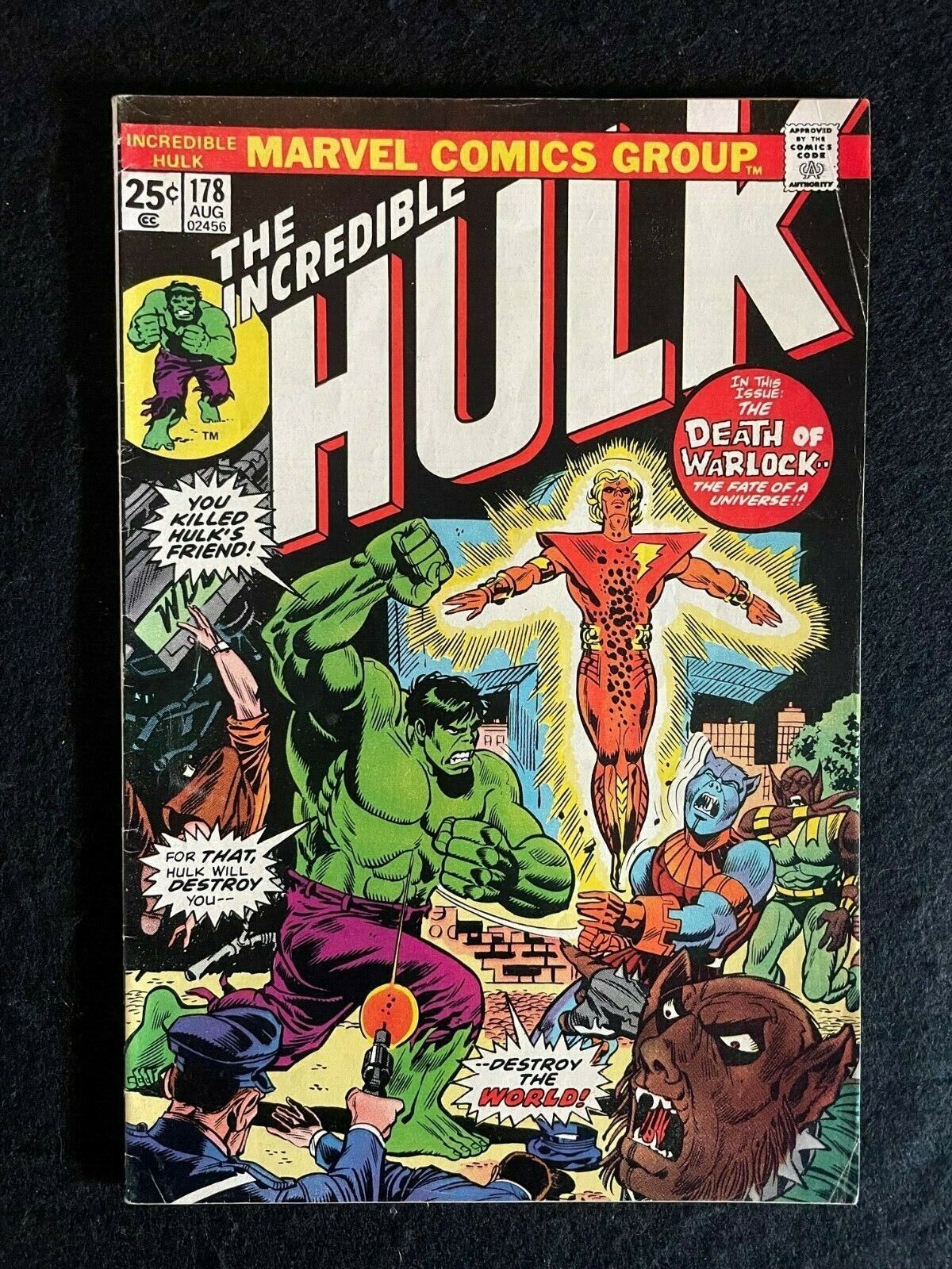 Incredible Hulk #178 "Adam Warlock Ressurected" 1974 *KEY* Marvel ...