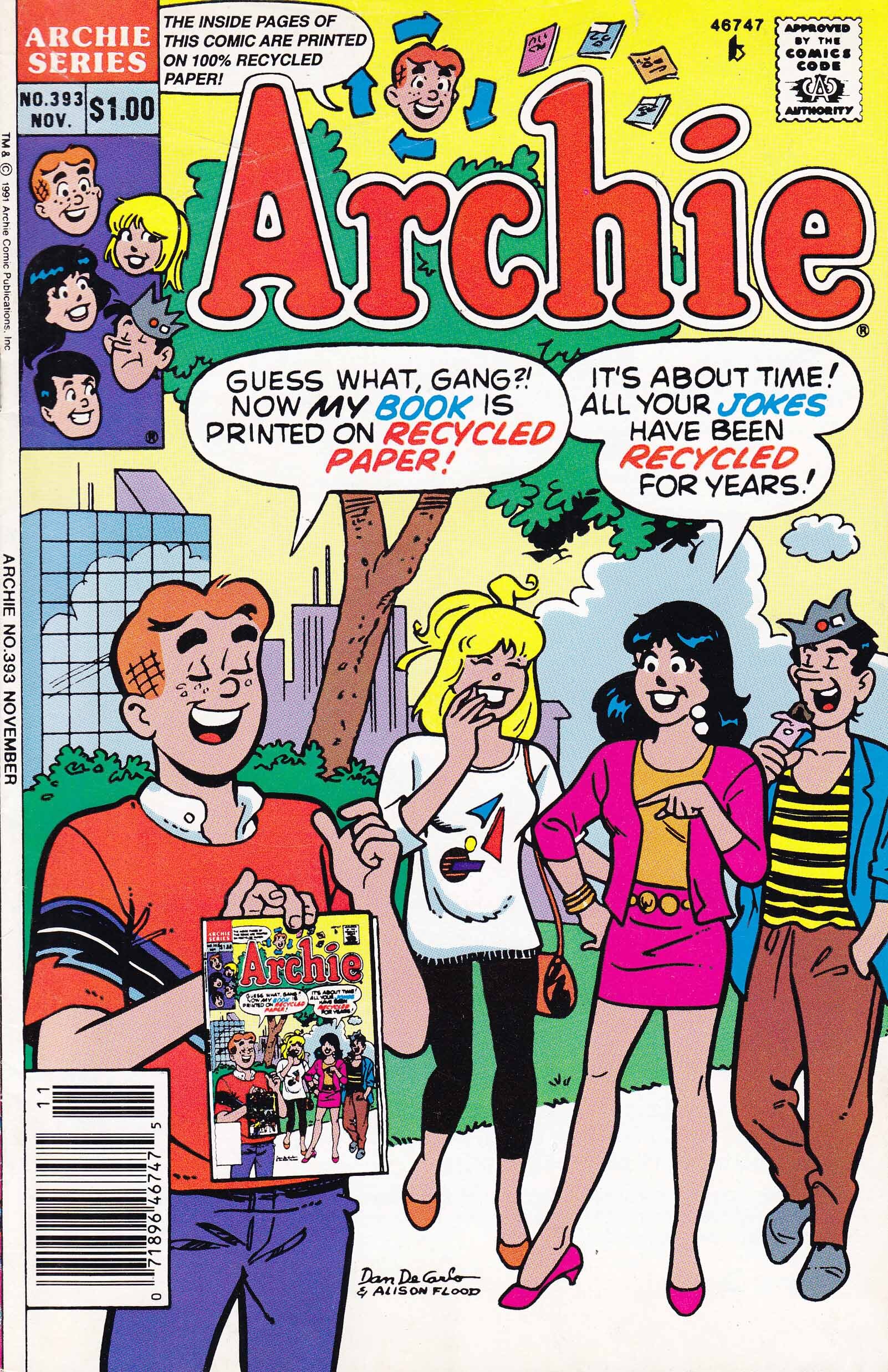 Archie #393 (Newsstand) VG ; Archie | low grade comic November 1991 ...